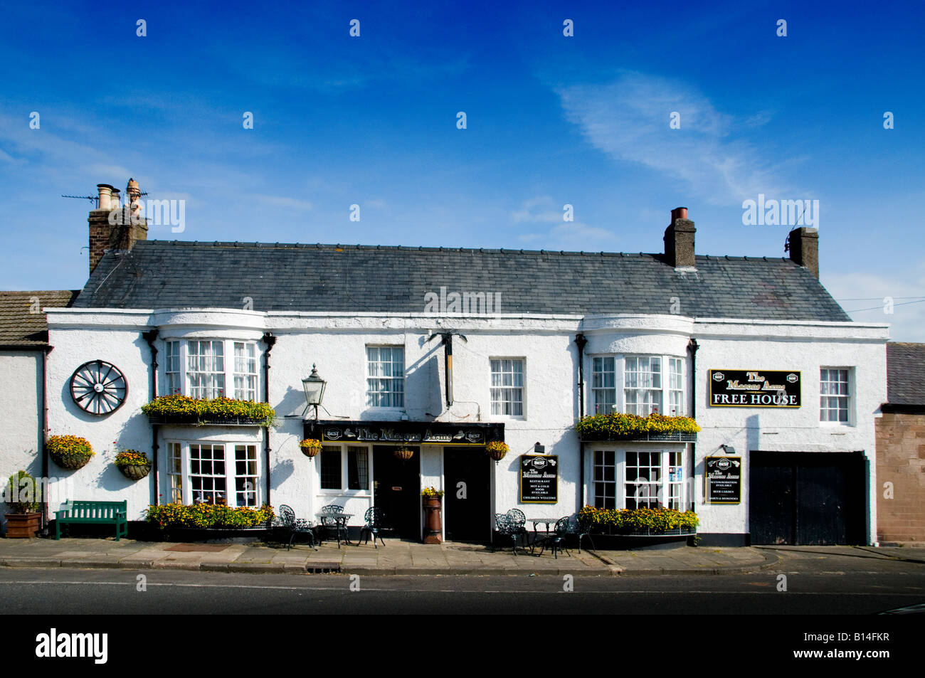 The Masons Arms in Norham on the Scottish Border Stock Photo - Alamy