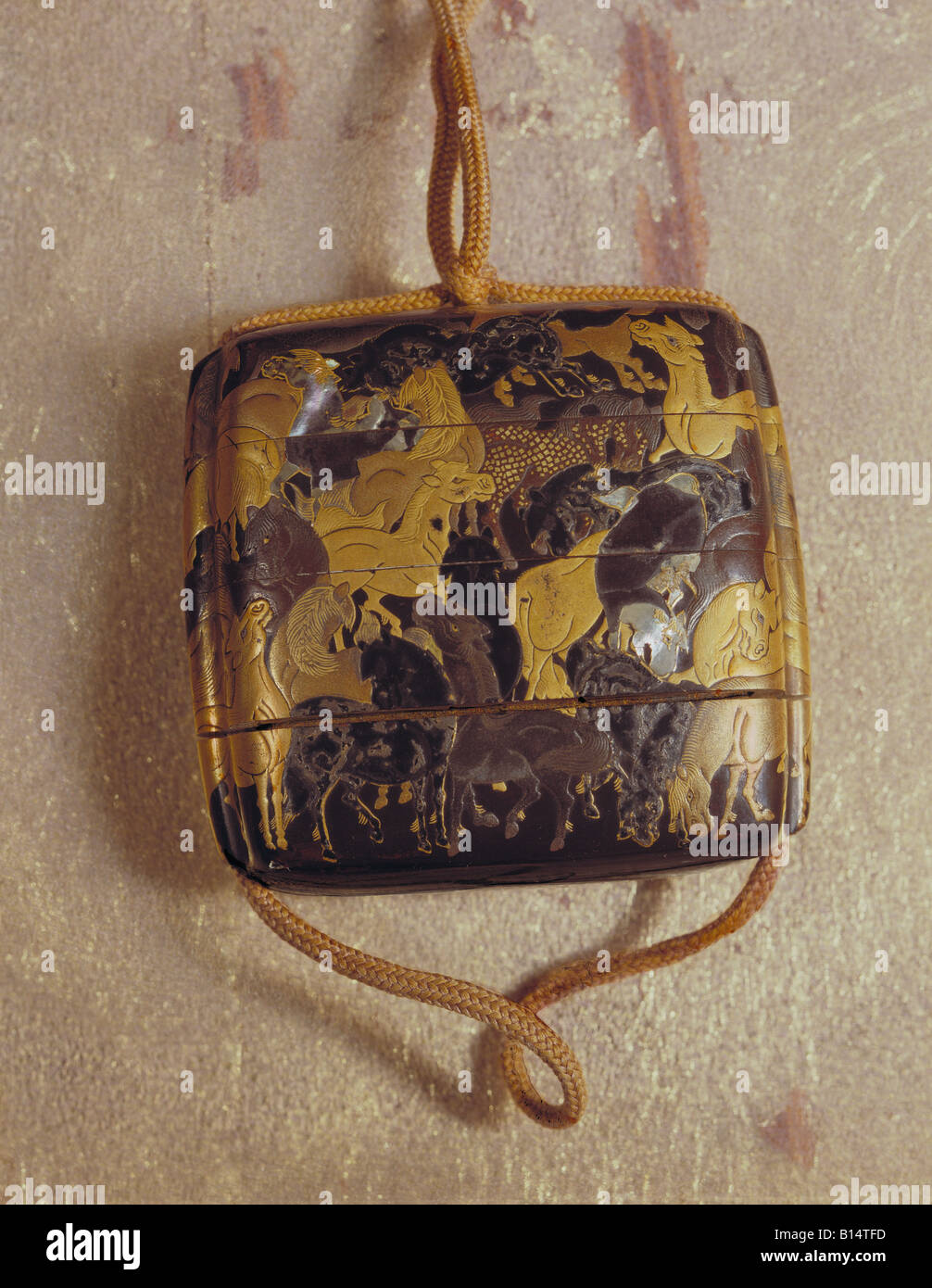 fine arts, Japan, lacquer work, Inro (medicine box), wood with black ...