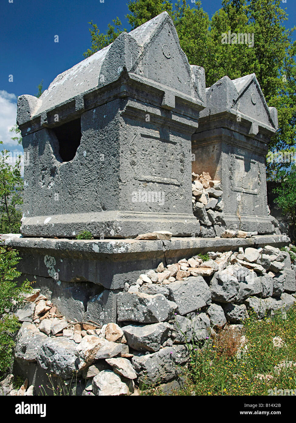 TOMB AT LYCIAN SITE OF SIDYMA IN THE MODERN VILLAGE OF DODURGA MUGLA ...