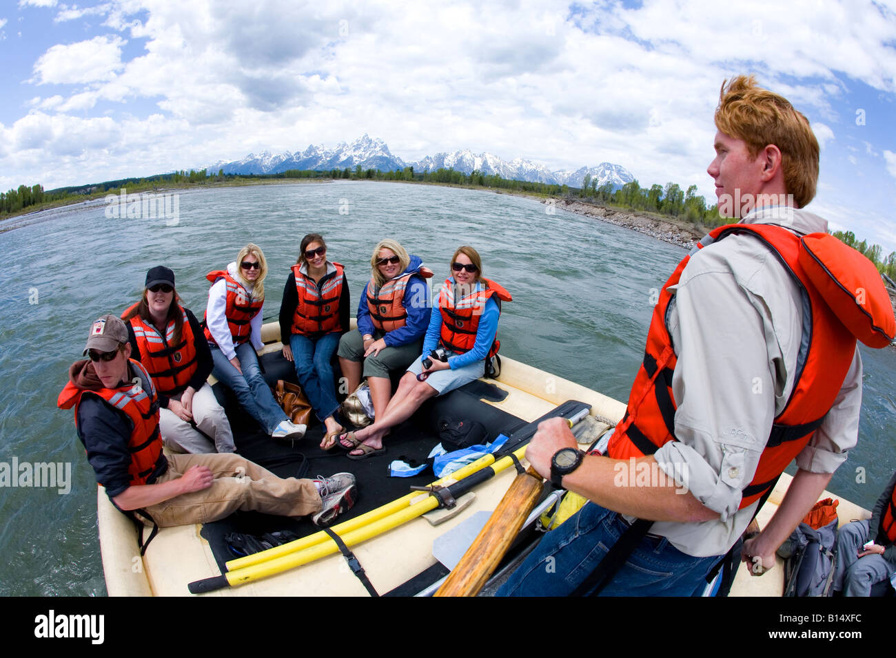 rafting on the Snake River in the Grand Teton National Park Stock Photo ...