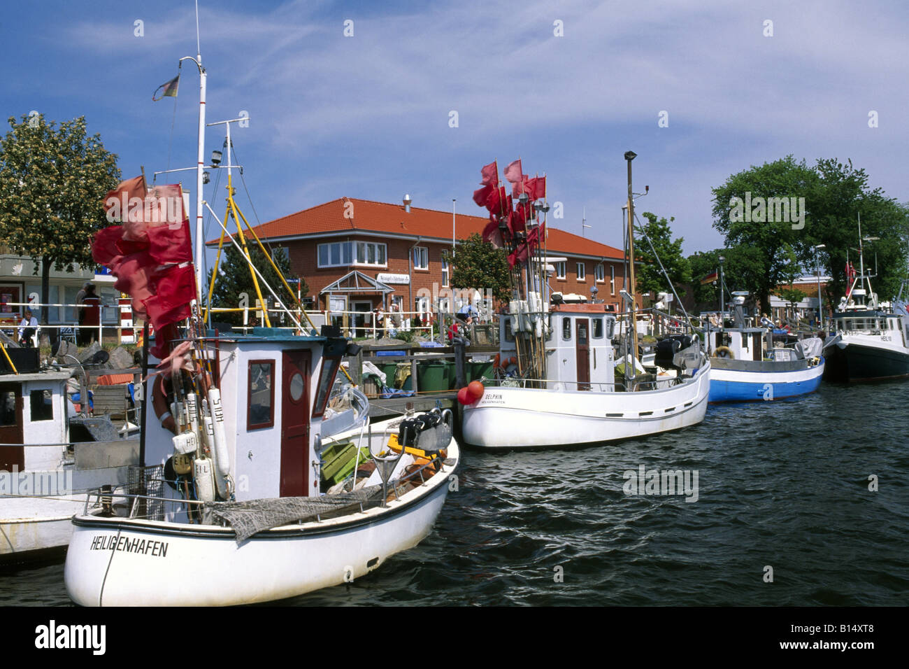 Fishing boats at the haven of Heiligenhafen Schleswig Holstein Germany ...