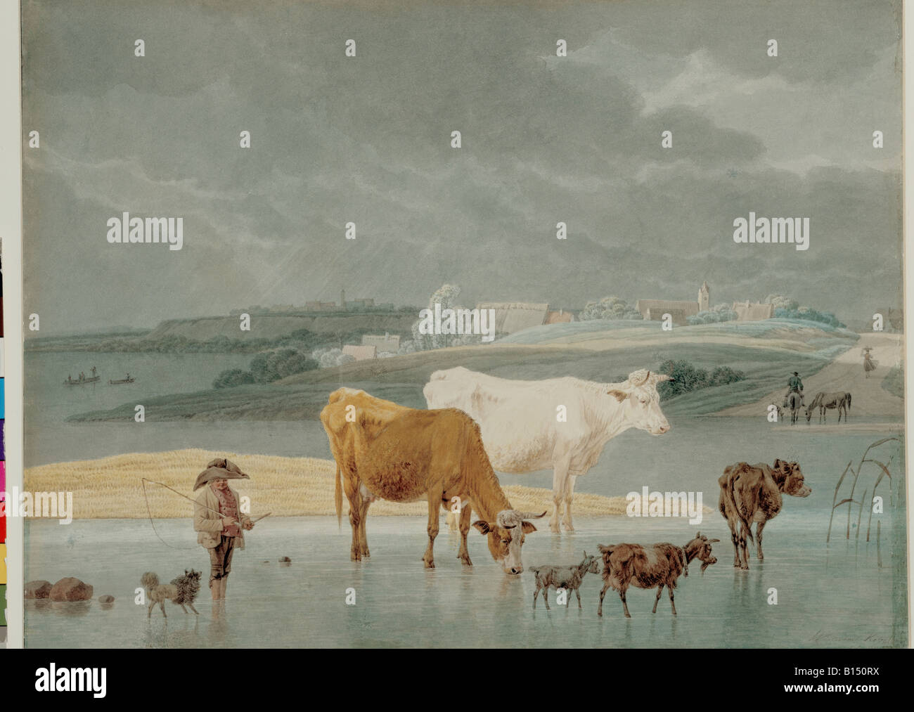 fine arts, Kobell, Wilhelm von (1766 - 1855), painting, "An der Isar ...