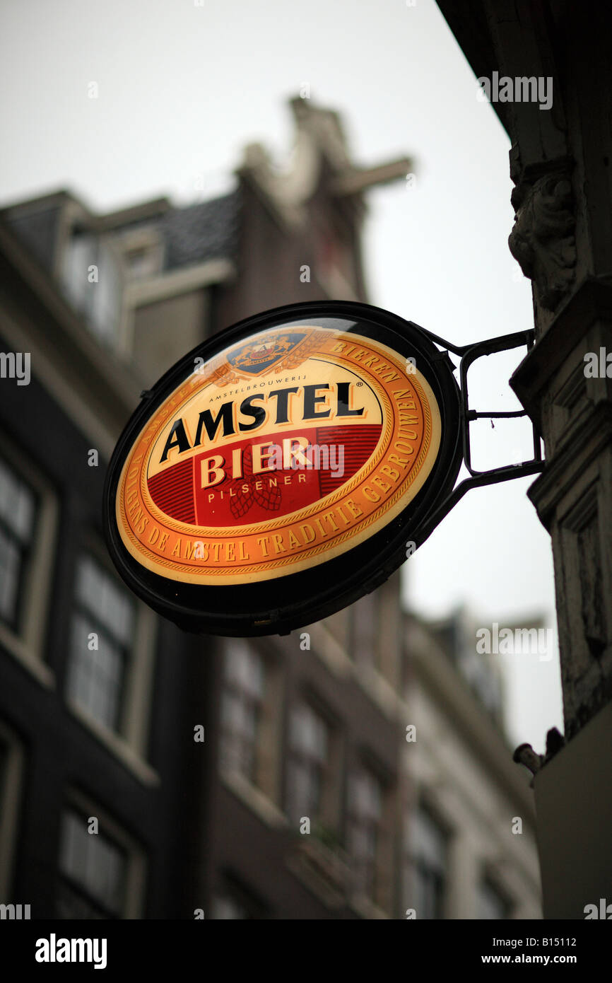 Amstel beer sign, outside a great little bar in Amsterdam Stock Photo ...