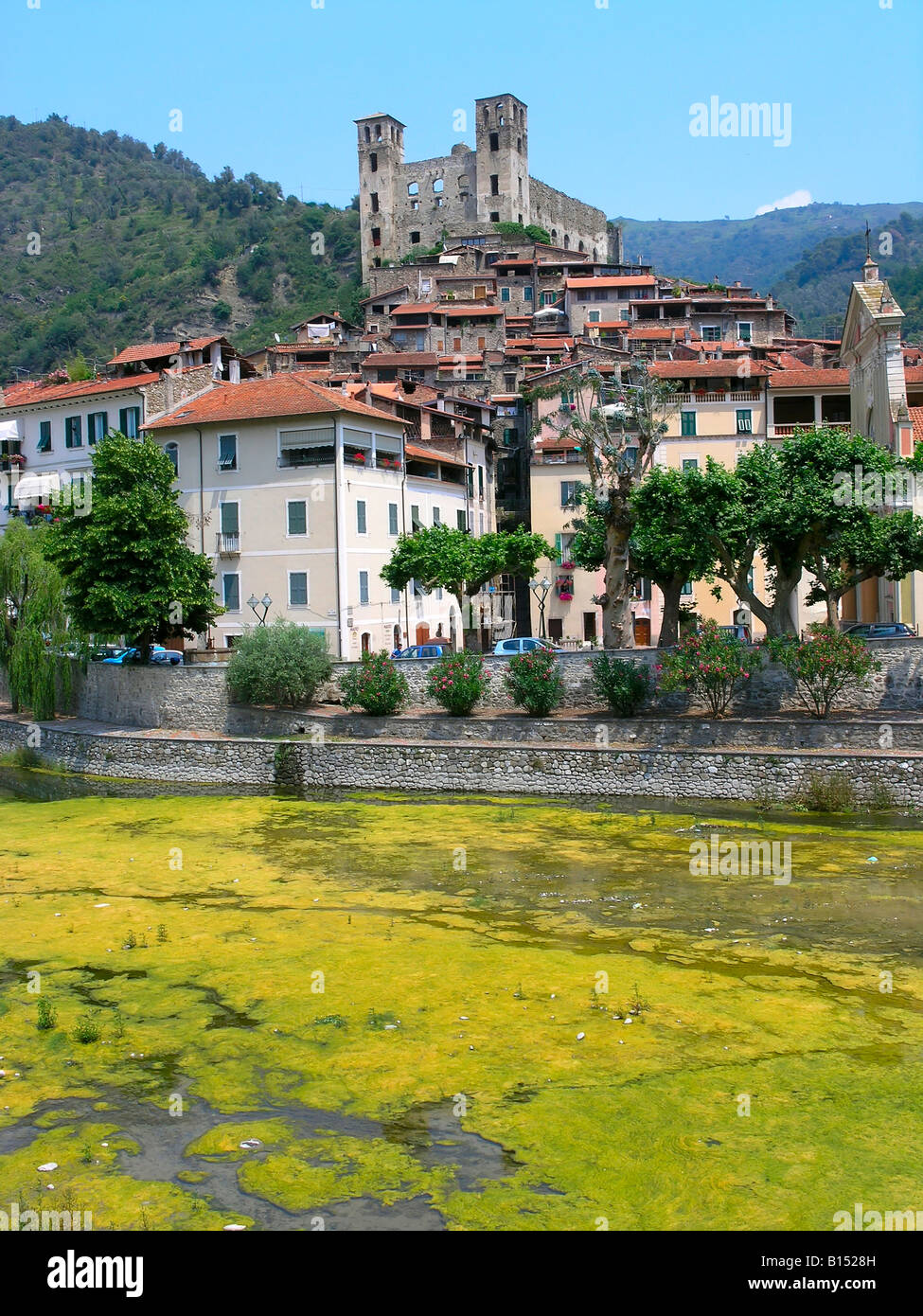 Ruins of a 12 century castle and medieval houses of a small italian ...