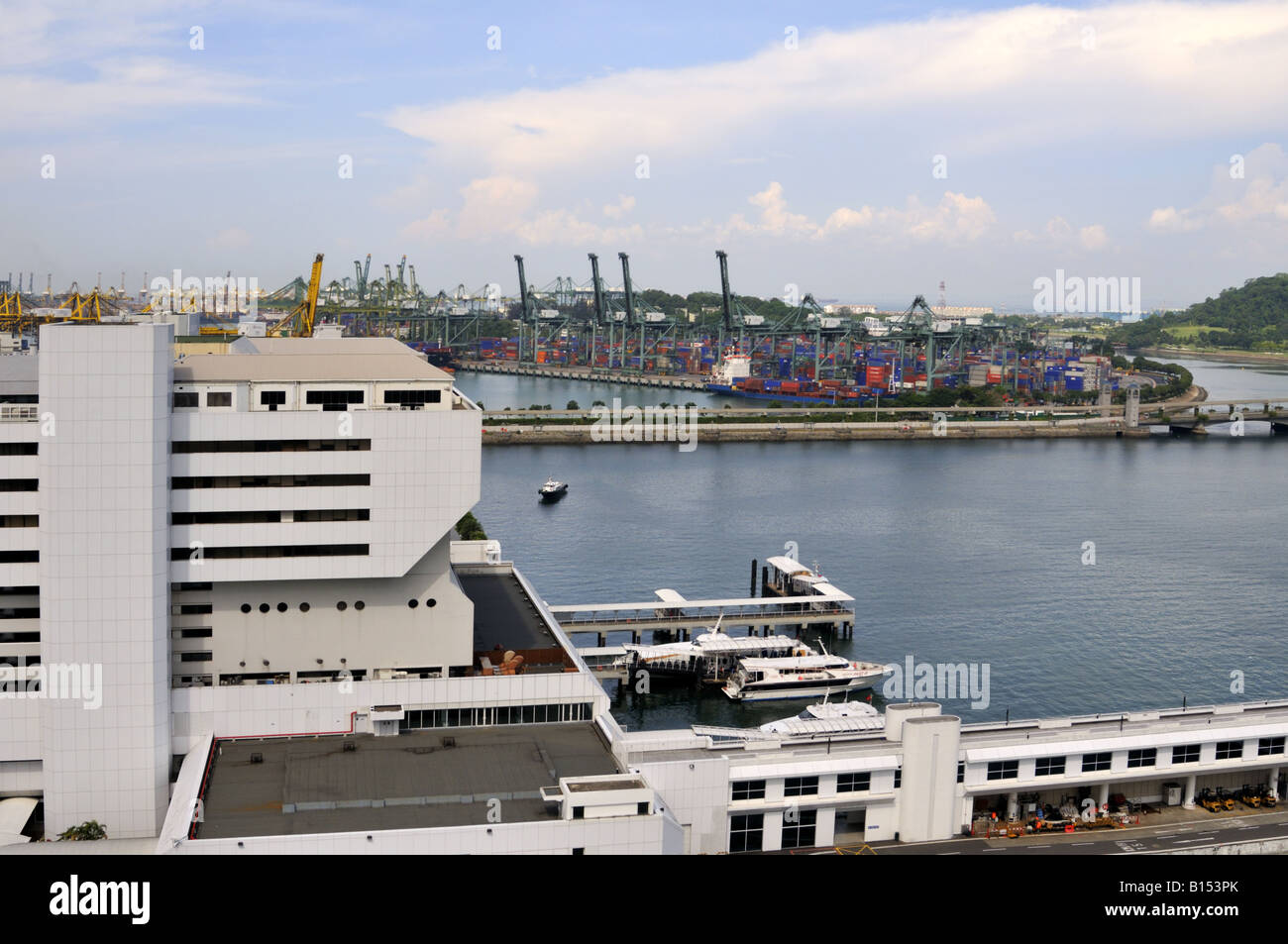 Singapore Cruise Centre next to the Brani container terminal Stock ...