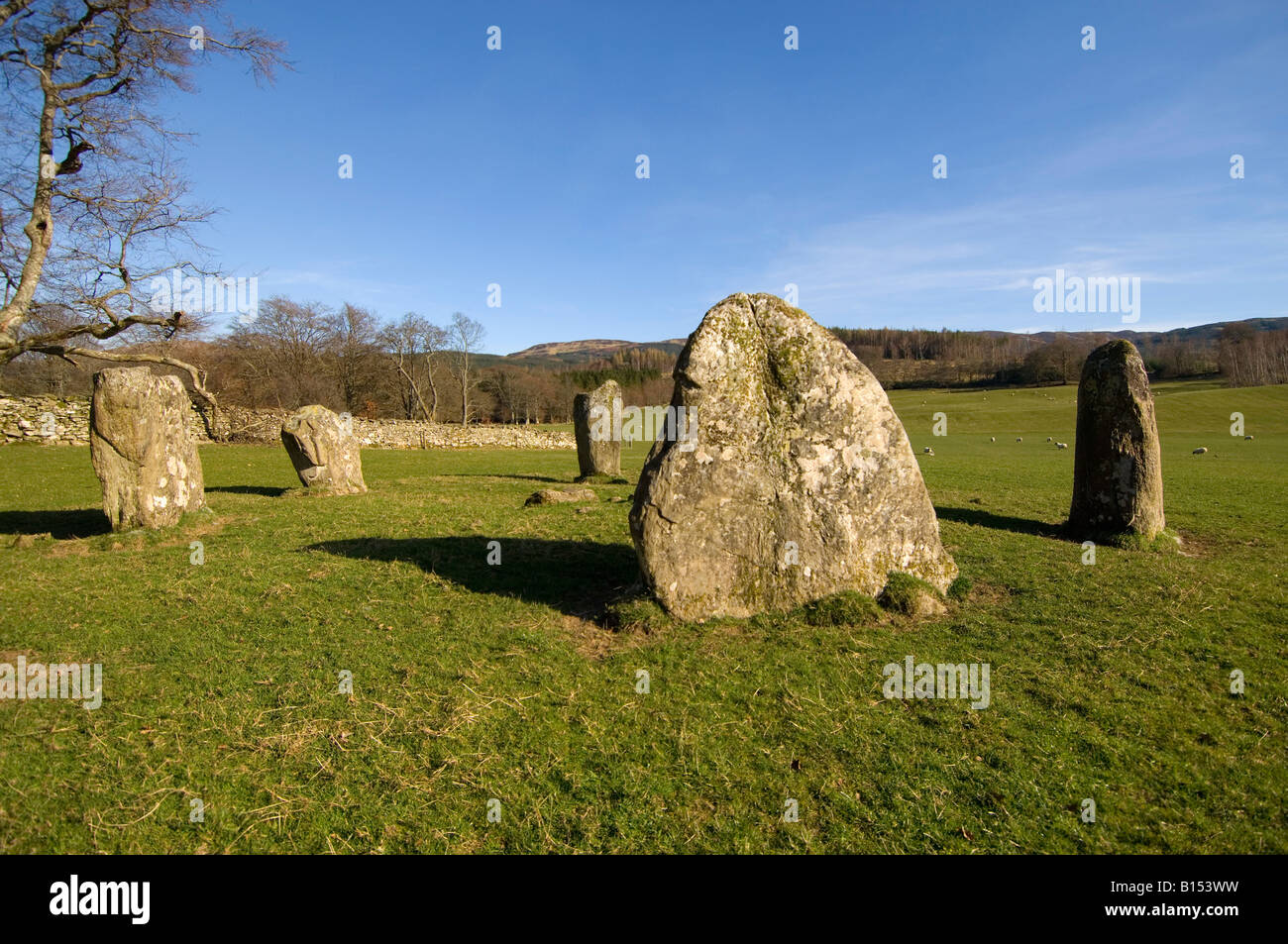 Megalithic stone circle at Kinnell near Killin Perthshire Scotland UK ...
