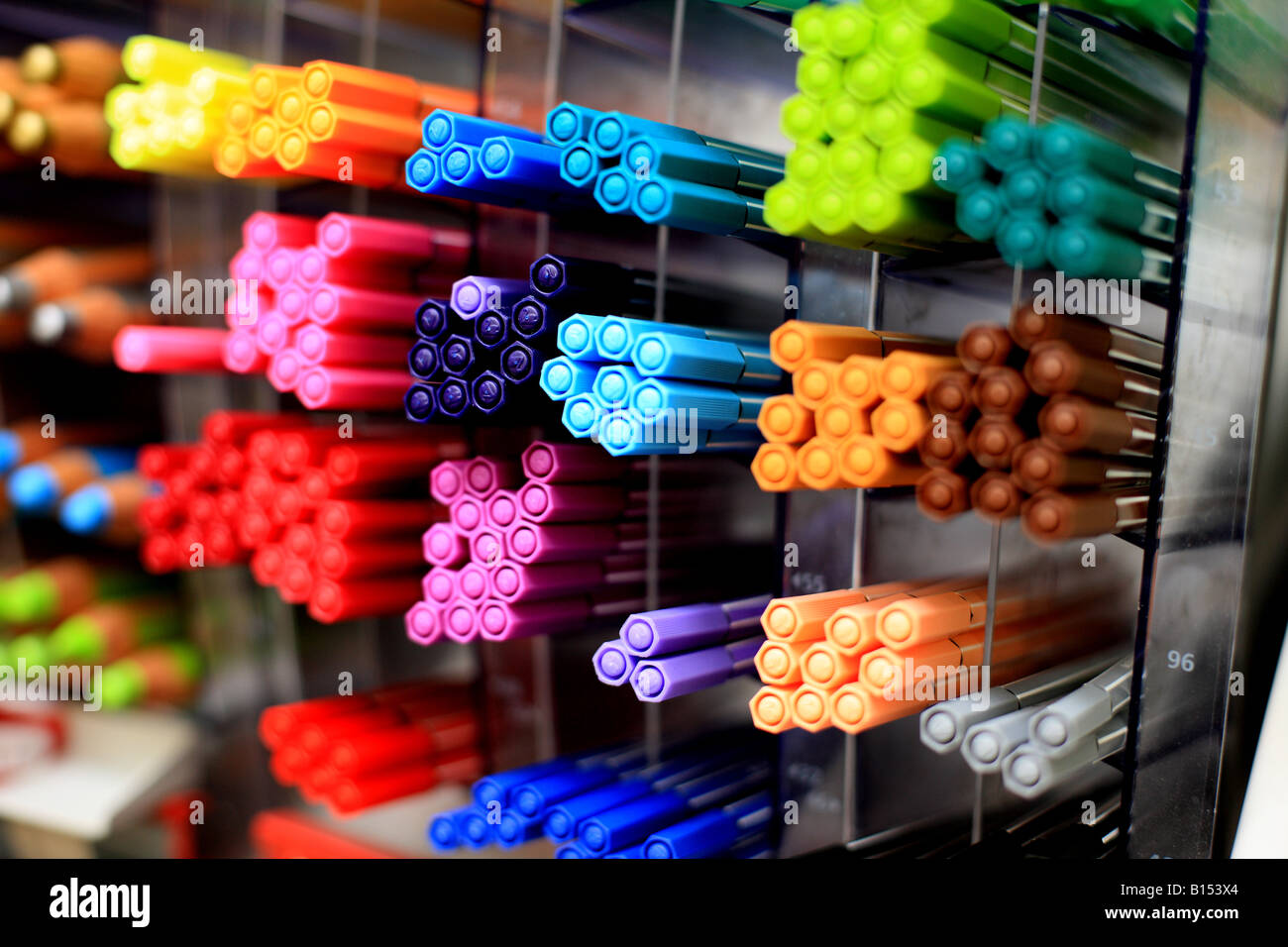 groups of coloured pens Stock Photo - Alamy