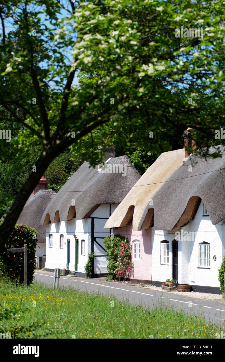 Row of English thatched cottages Hampshire England Stock Photo - Alamy