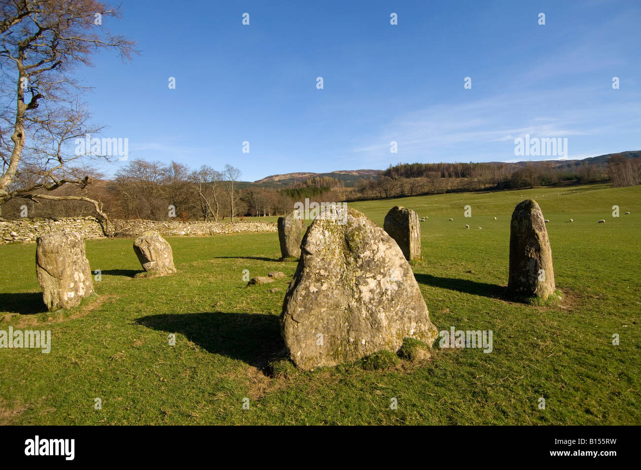 Megalithic stone circle at Kinnell near Killin Perthshire Scotland UK ...