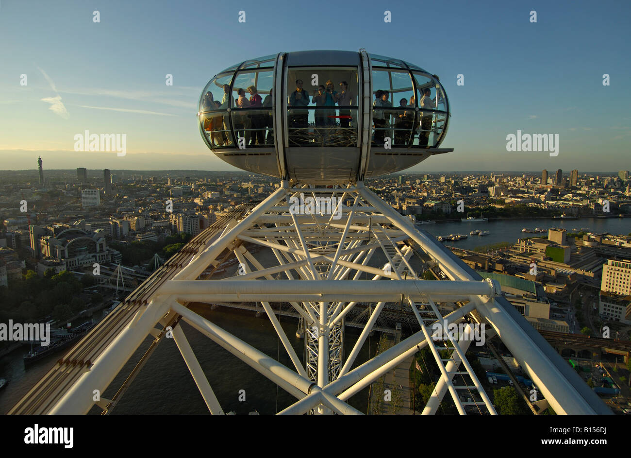 Section of the main wheel and a passenger cabin on the London Eye with ...
