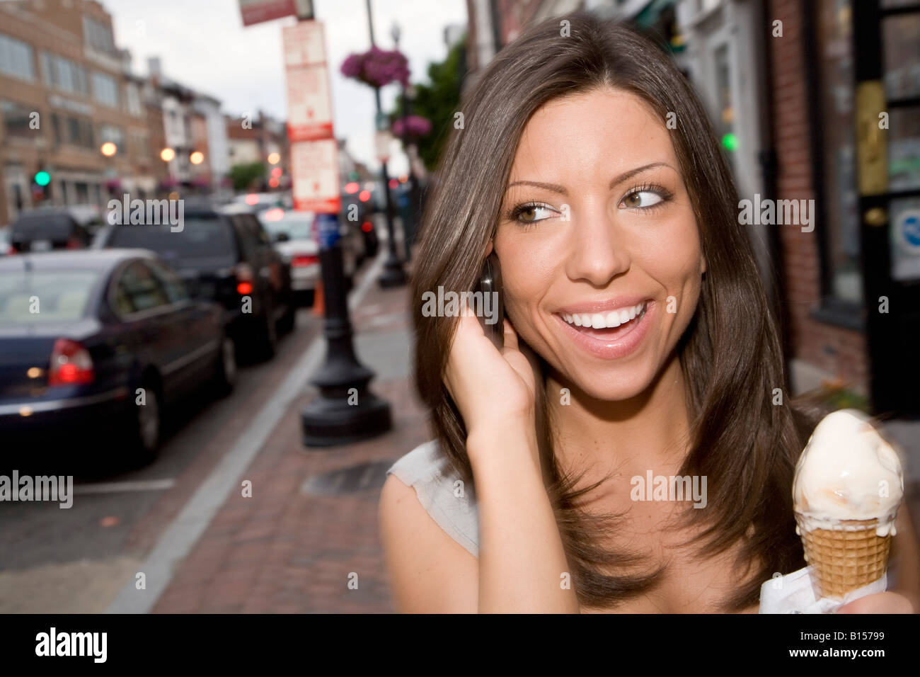 Young woman talking on a mobile phone, Washington DC, USA, MR-6-1-08 ...