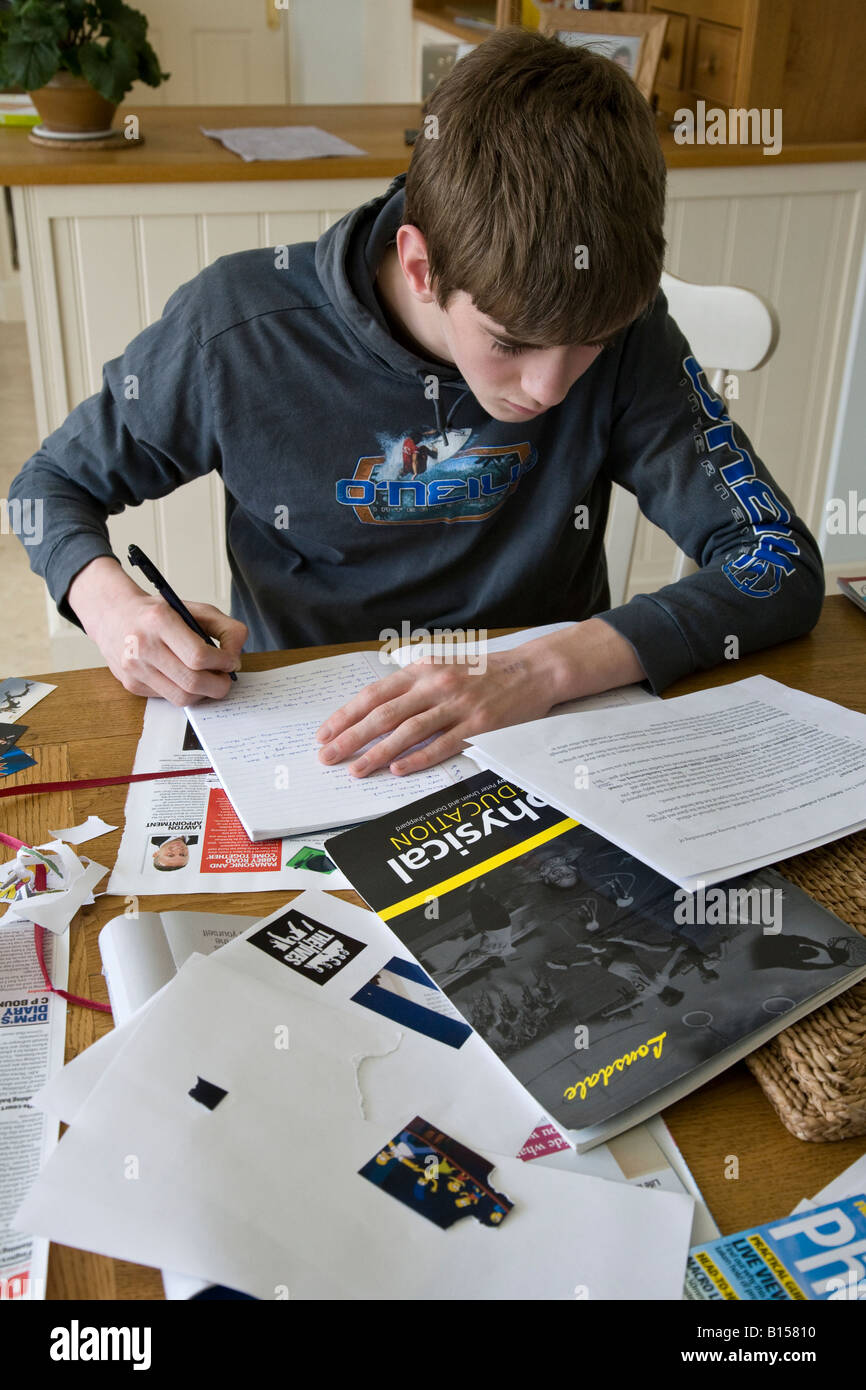 Teenager studying for his GCSE exams, Surrey, England Stock Photo - Alamy