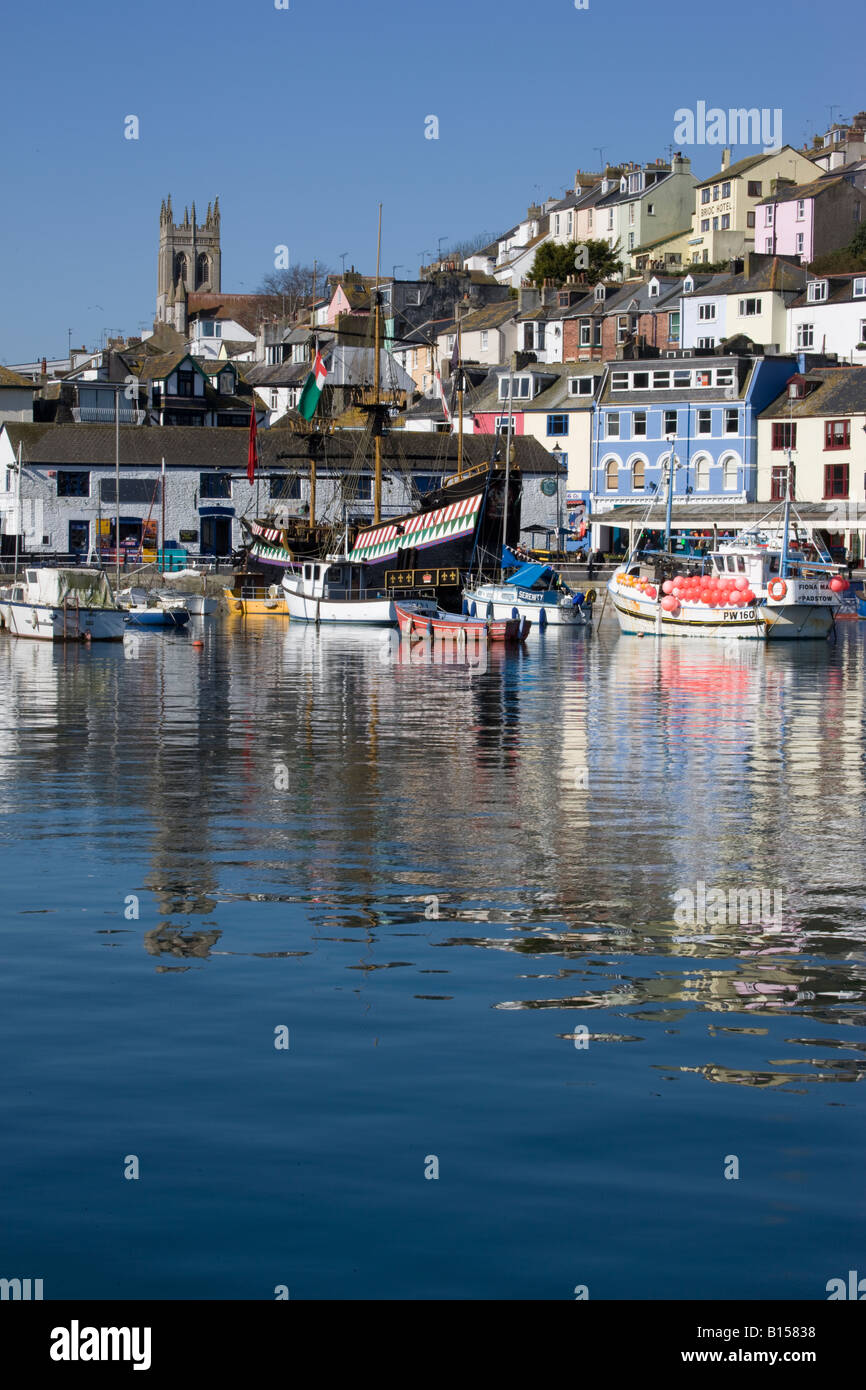 View of Brixham across the harbout Stock Photo - Alamy