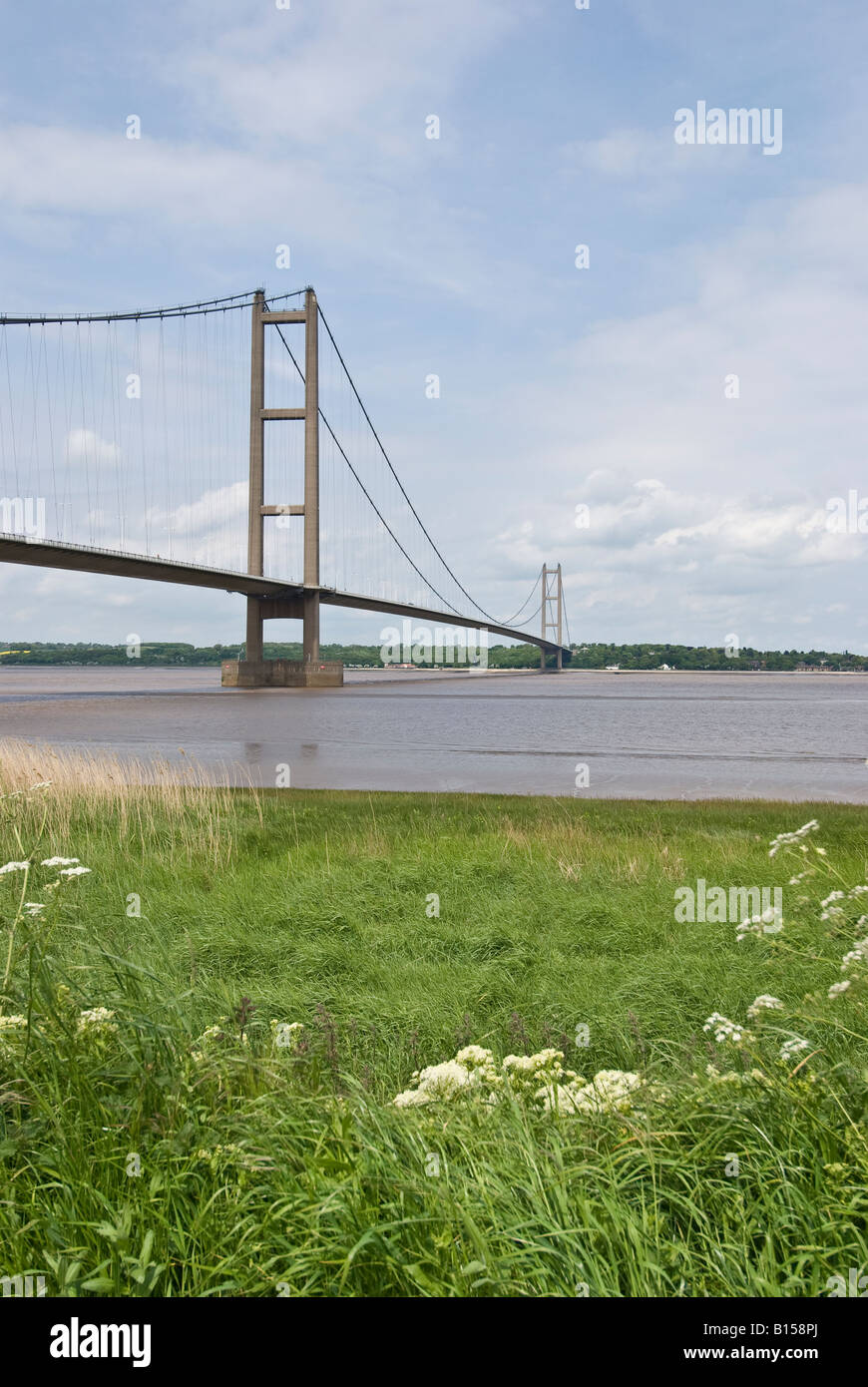 Humber Bridge UK from the Barton viewing area on the south bank Stock ...