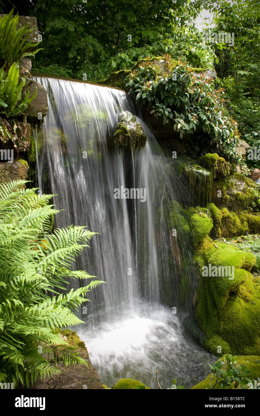 Waterfall in the sunken garden at Hampton Court, Herefordshire Stock ...