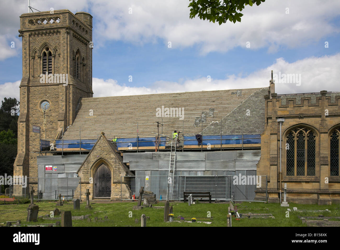 Church roof repairs Stock Photo - Alamy