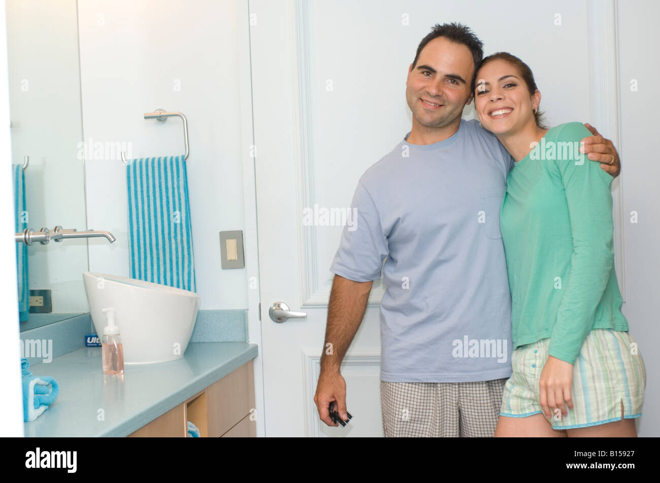 Cute couple in bathroom Stock Photo - Alamy