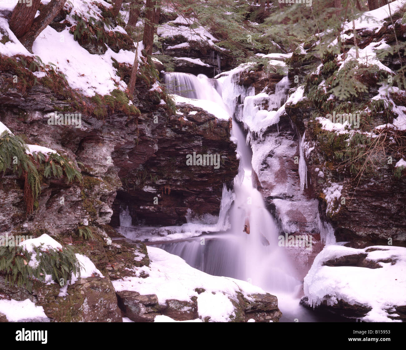 Frozen Waterfall in Winter Stock Photo - Alamy