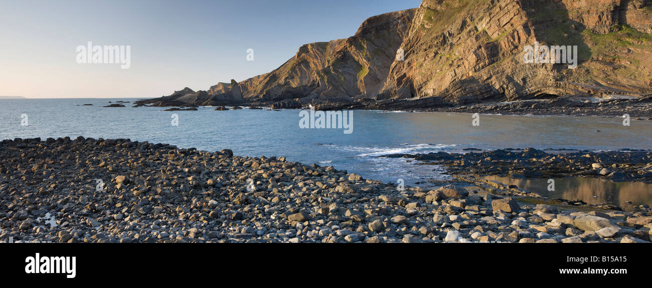 Panorama of Hartland Quays North Devon in evening light Stock Photo - Alamy