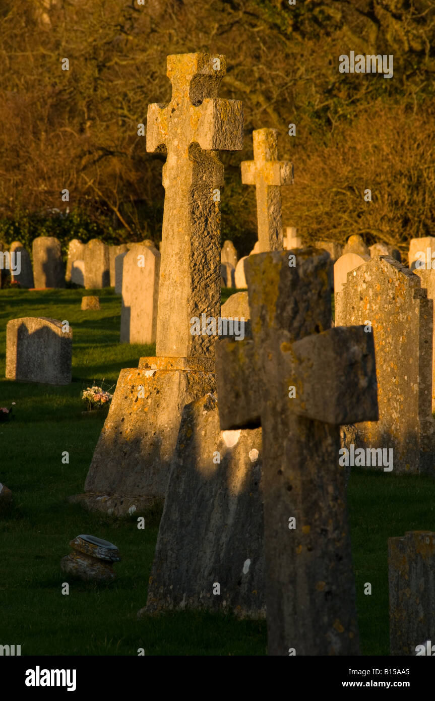 Three Cross`s in the grave yard at Corfe , Dorset Stock Photo - Alamy