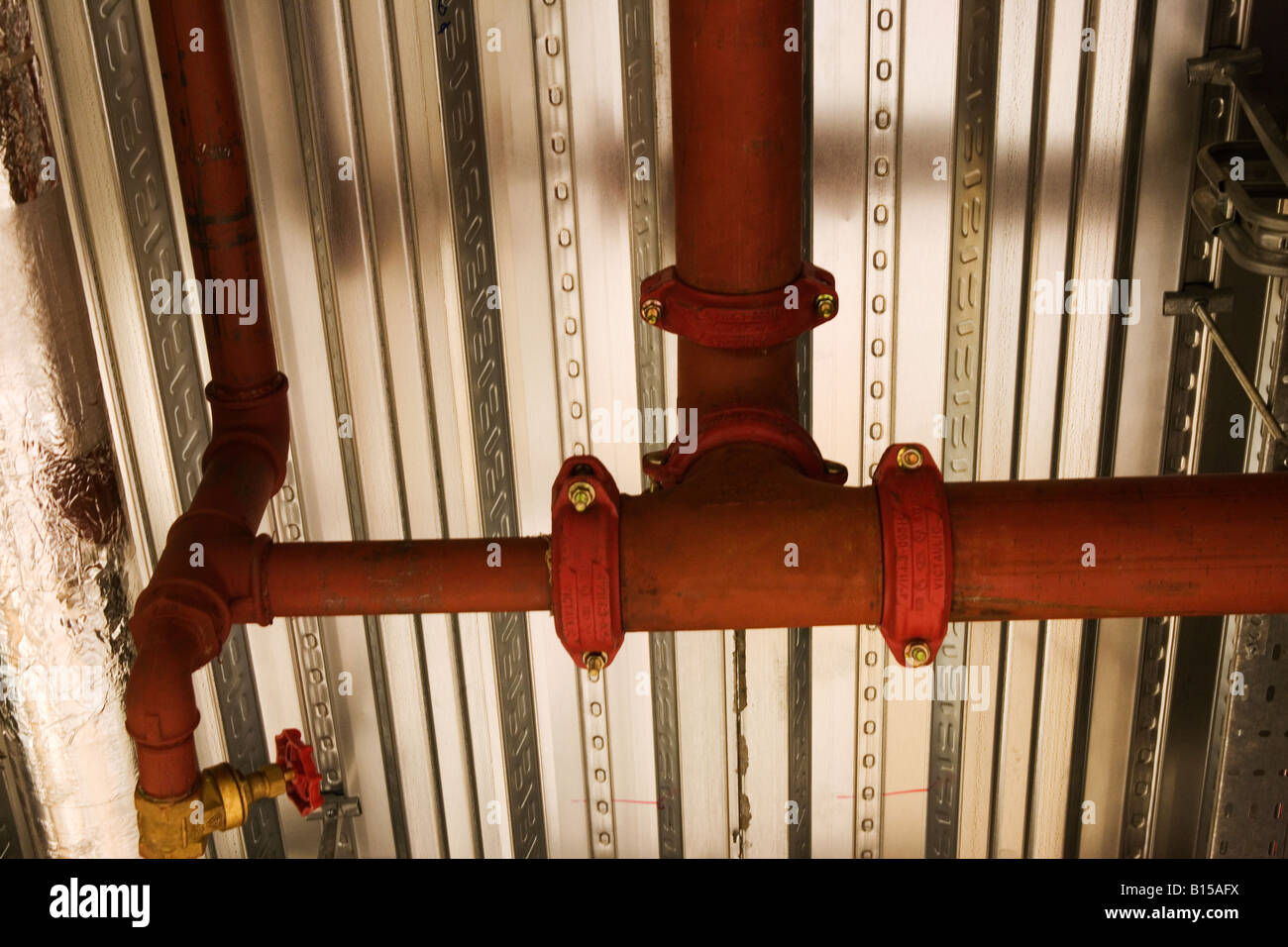 Water pipes for a sprinkler system, installed in a newly constructed ...