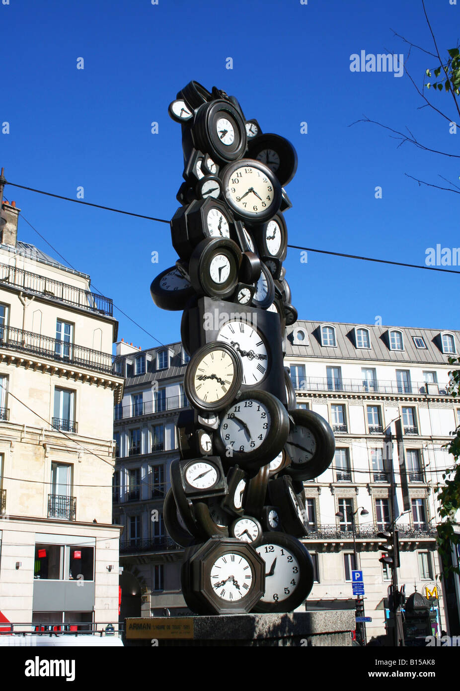 Clock s pole on the city square The Time column Stock Photo - Alamy