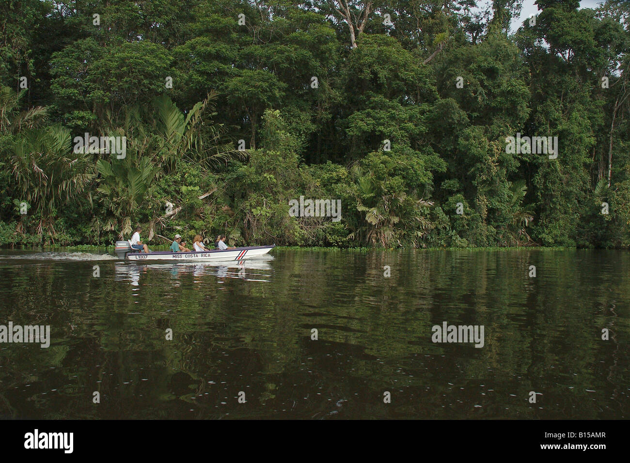 turisti giro sui canali Tortughero costa caraibica Costarica rain forest foresta pluviale ...