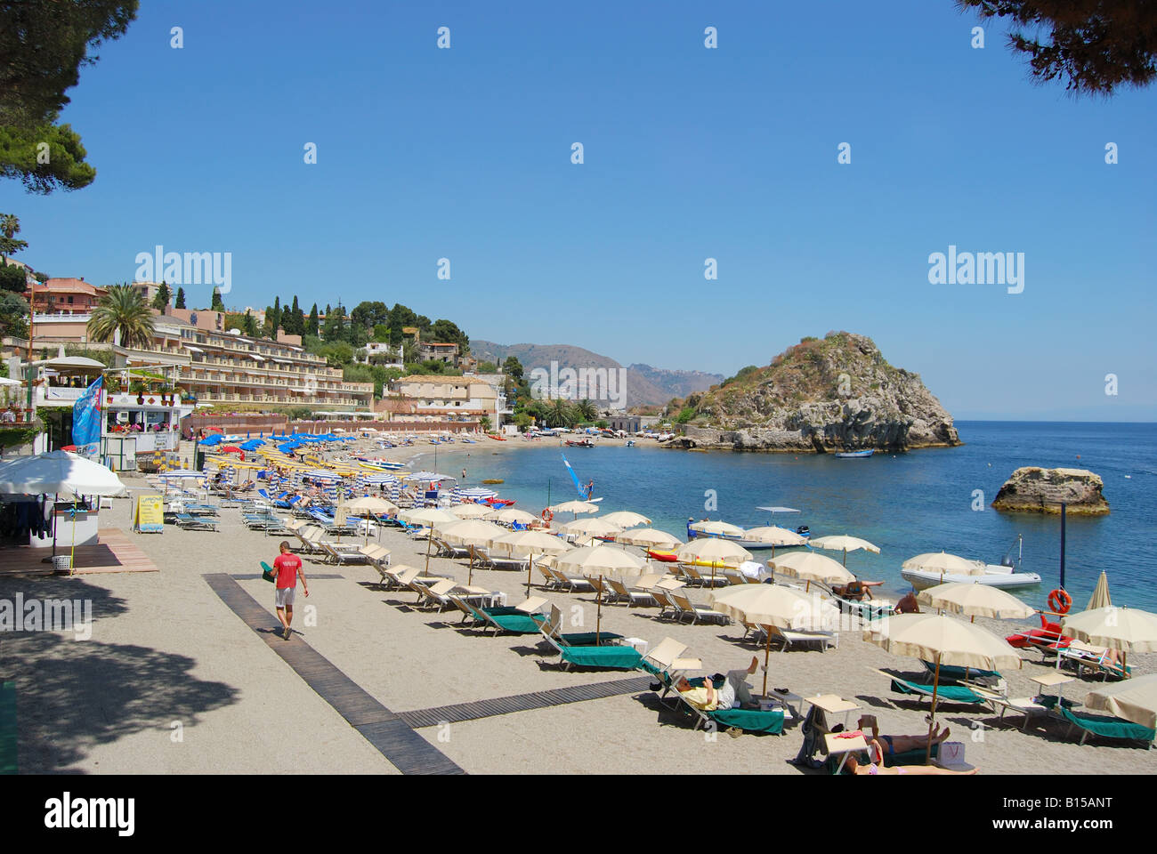 Mazzaro Beach, Taormina, Messina Province, Sicily, Italy Stock Photo ...