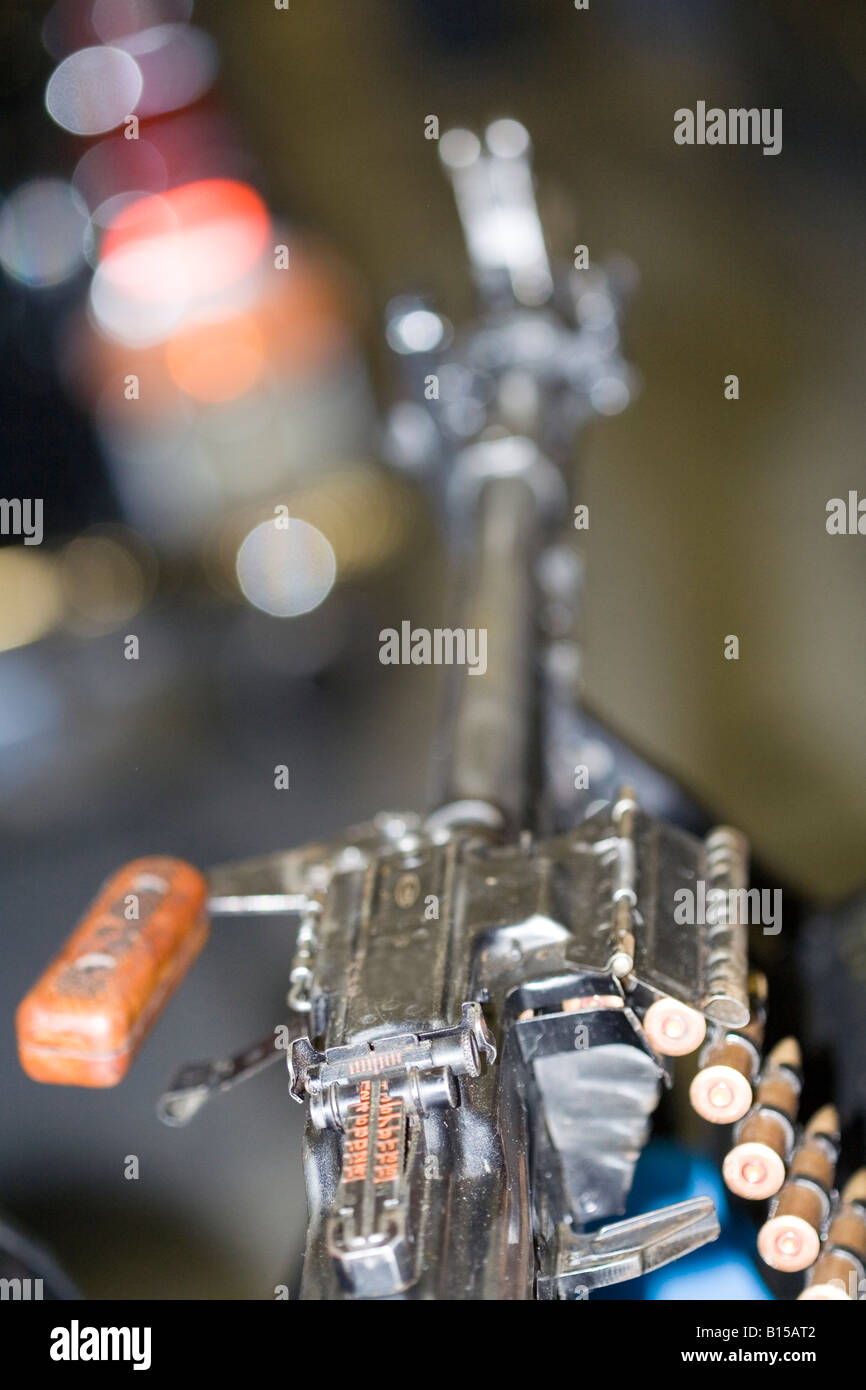 Machine gun with the loaded shells in a tape Stock Photo - Alamy