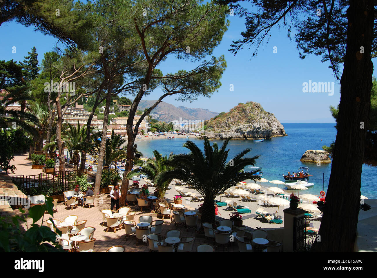 Mazzaro Beach, Taormina, Messina Province, Sicily, Italy Stock Photo ...