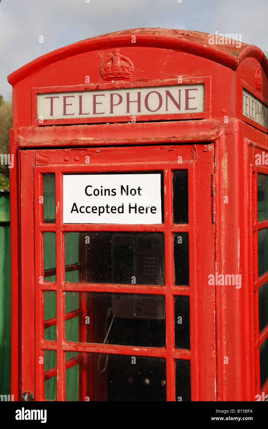 a telephone box in cornwall,england,uk that does not accept coins Stock ...