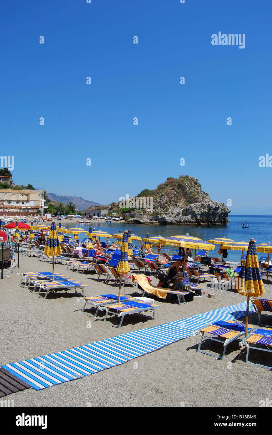 Mazzaro Beach, Taormina, Messina Province, Sicily, Italy Stock Photo ...