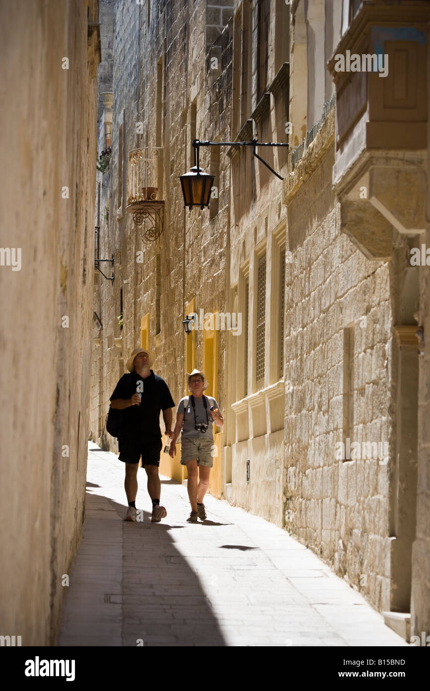 Wandering round the backstreets and alleys of Mdina Malta Stock Photo ...