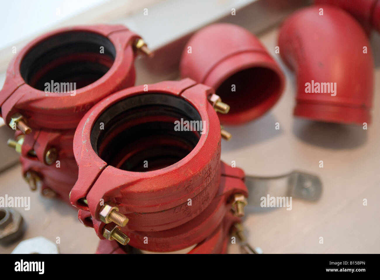 Water pipes for a sprinkler system, installed in a newly constructed ...