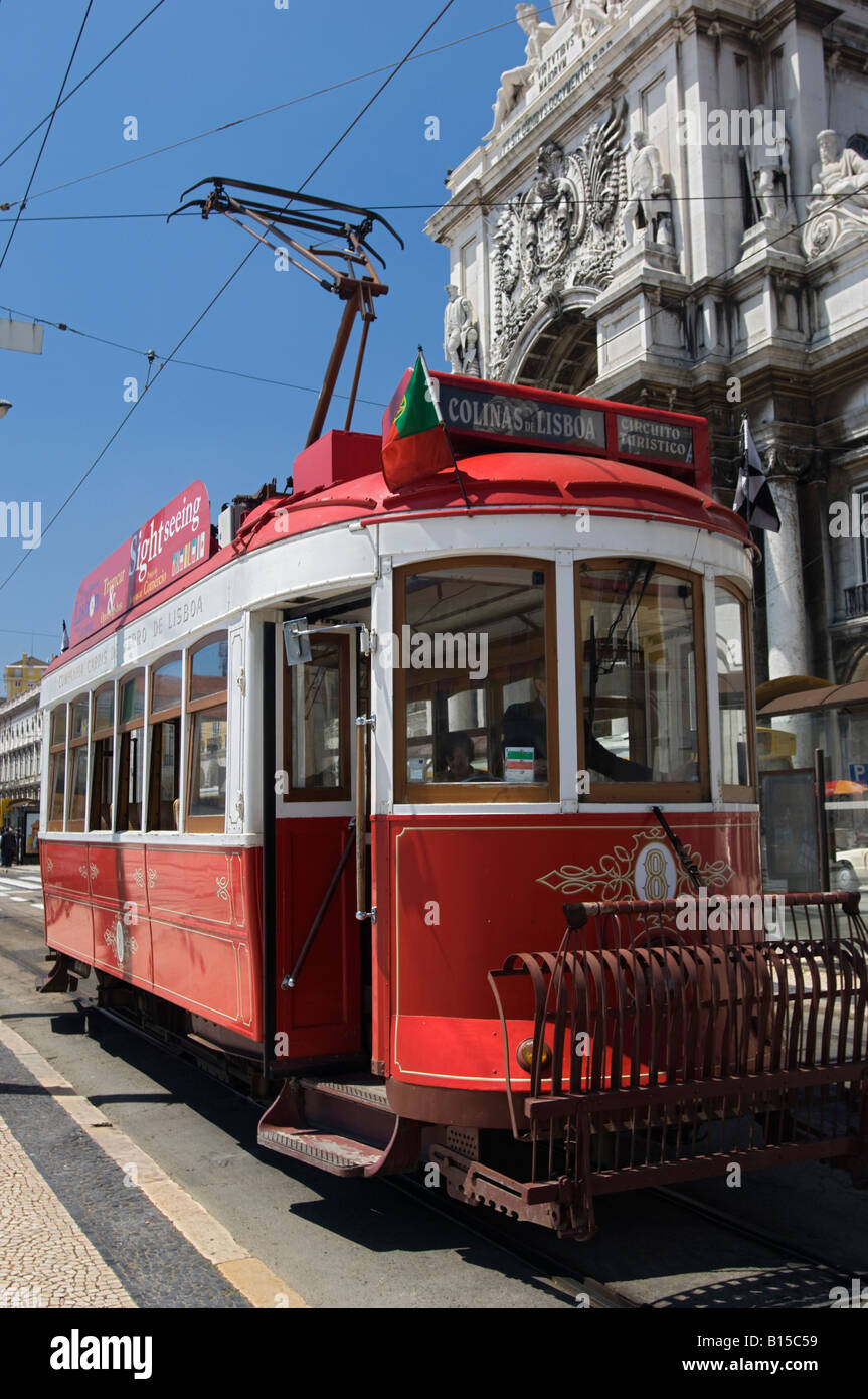 Red Tram. Lisbon, Portugal Stock Photo - Alamy