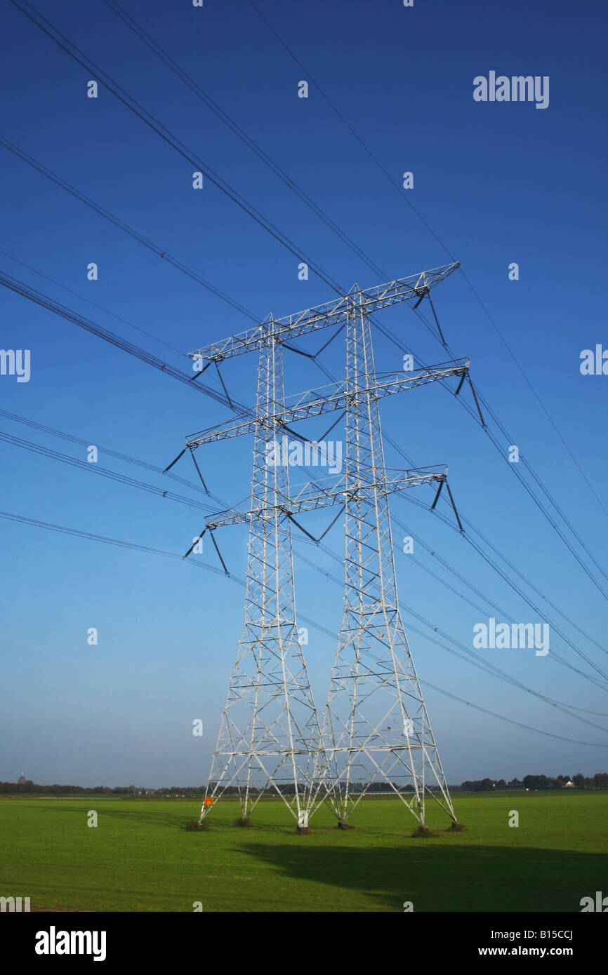 High voltage tower electricity power transportation Stock Photo - Alamy