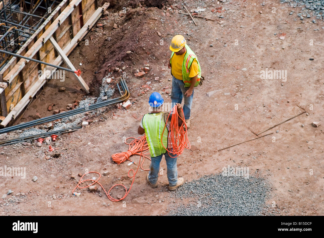 Workers at a construction site in Hartford Connecticut USA Stock Photo ...