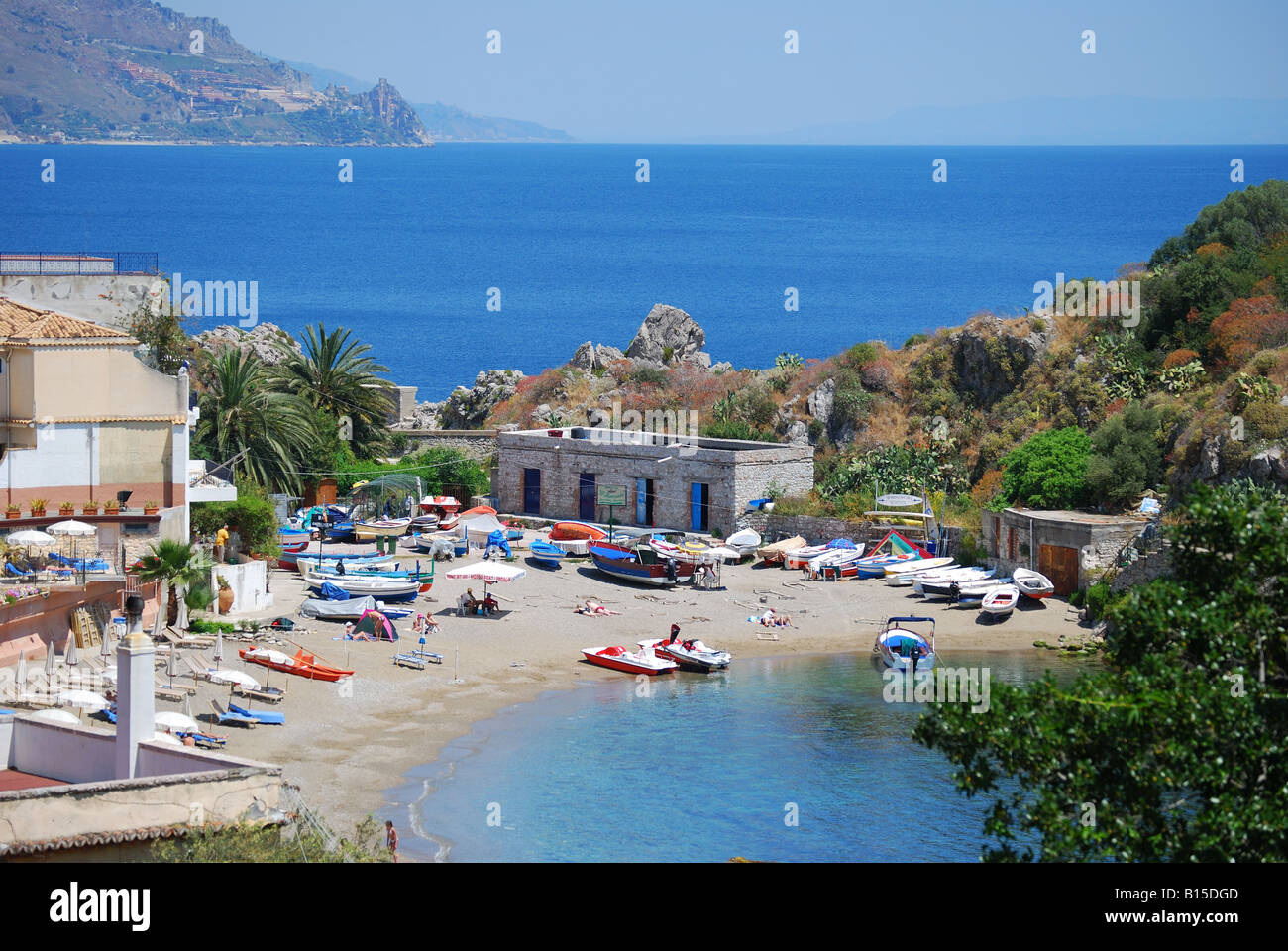 Mazzaro Beach, Taormina, Messina Province, Sicily, Italy Stock Photo ...