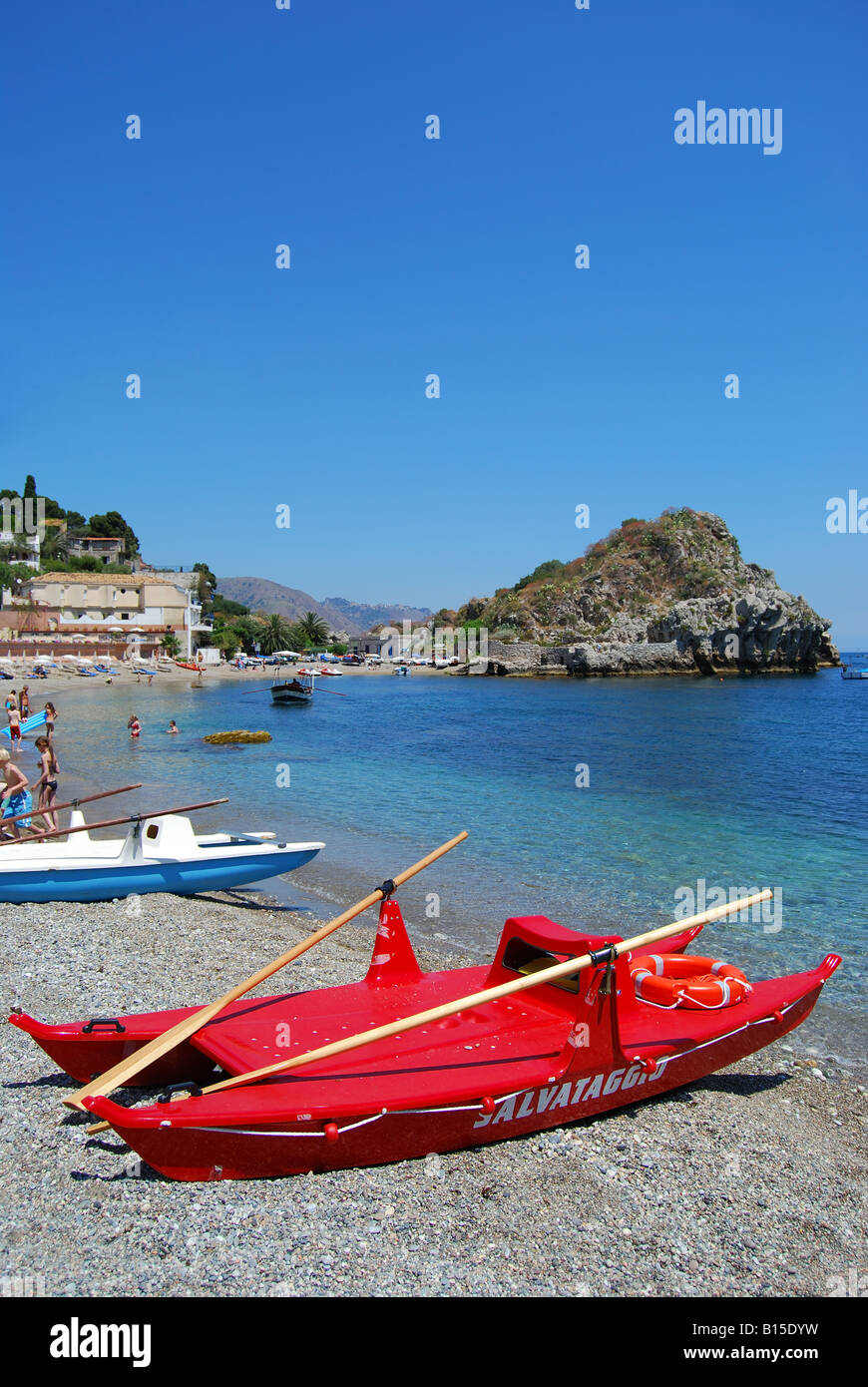 Mazzaro Beach, Taormina, Messina Province, Sicily, Italy Stock Photo ...