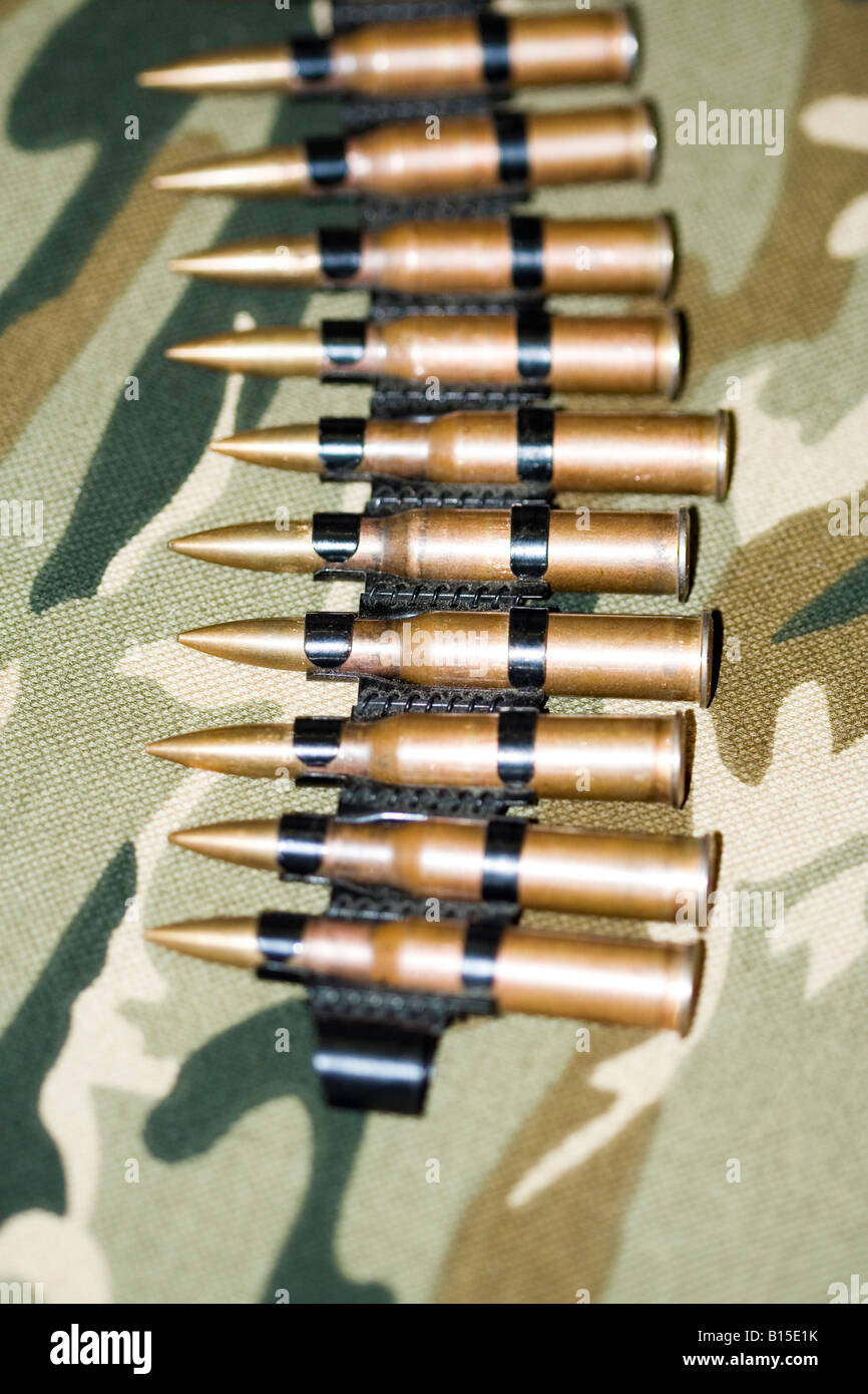shells in a tape over the military fabric Stock Photo - Alamy