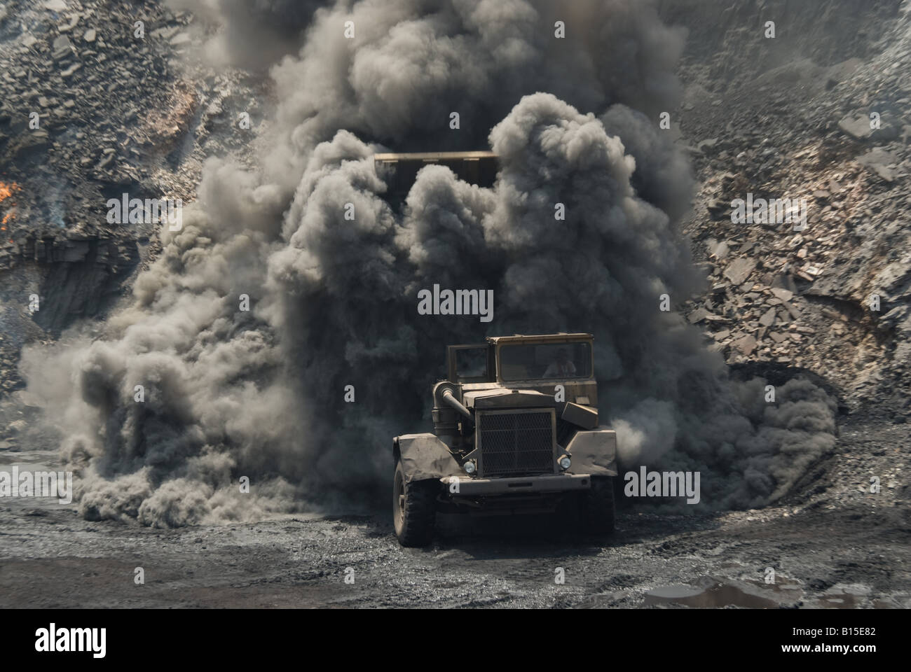 Burning Coal Truck