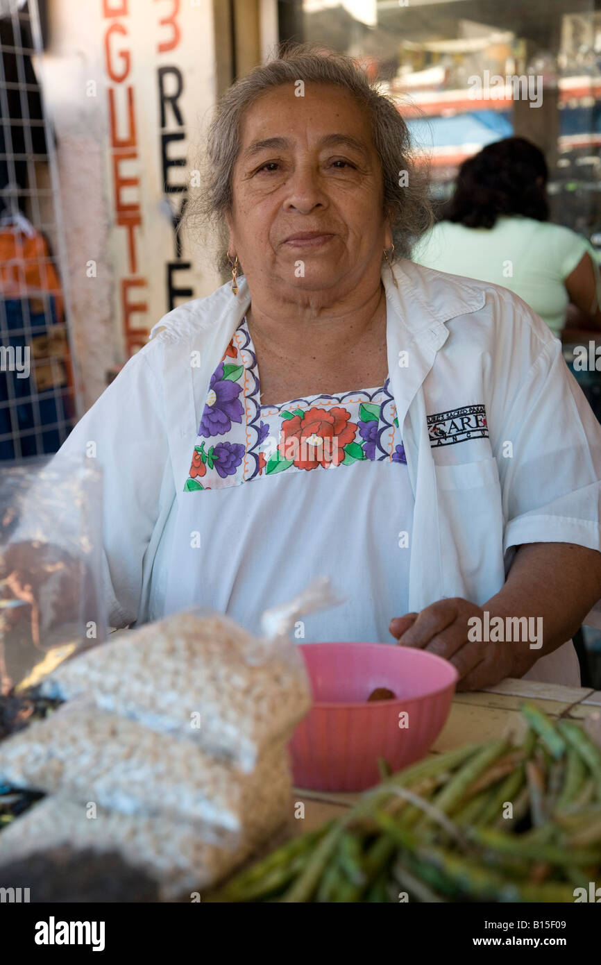 Mayan woman stall holder in Ticul market Mexico Stock Photo - Alamy