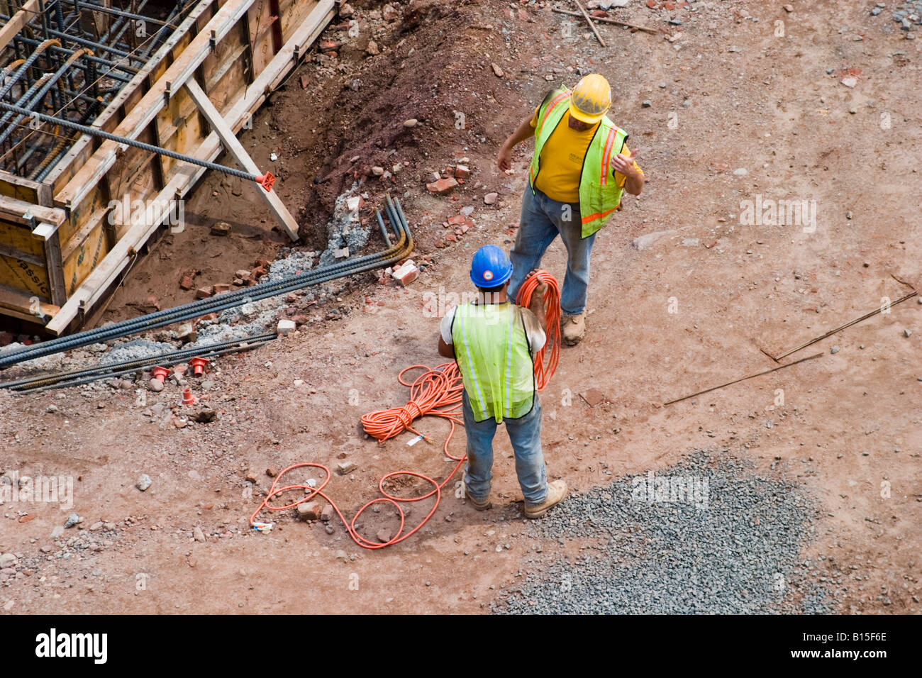 Workers at a construction site in Hartford Connecticut USA Stock Photo ...