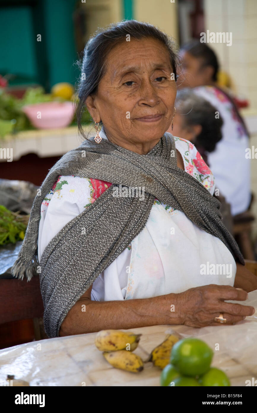 Mayan woman stall holder in Ticul market Mexico Stock Photo - Alamy