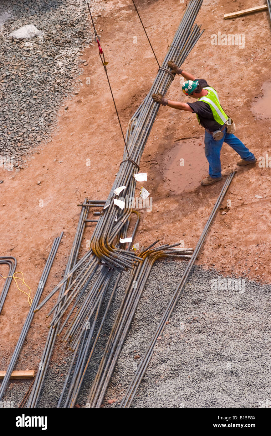 Worker at a construction site in Hartford Connecticut USA Stock Photo ...