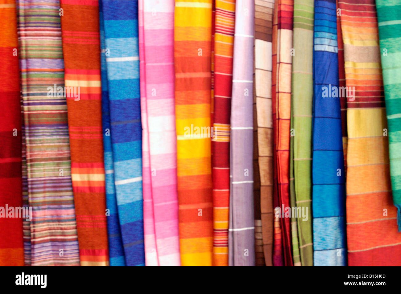 FABRICS ON STALL,MOROCCO Stock Photo - Alamy