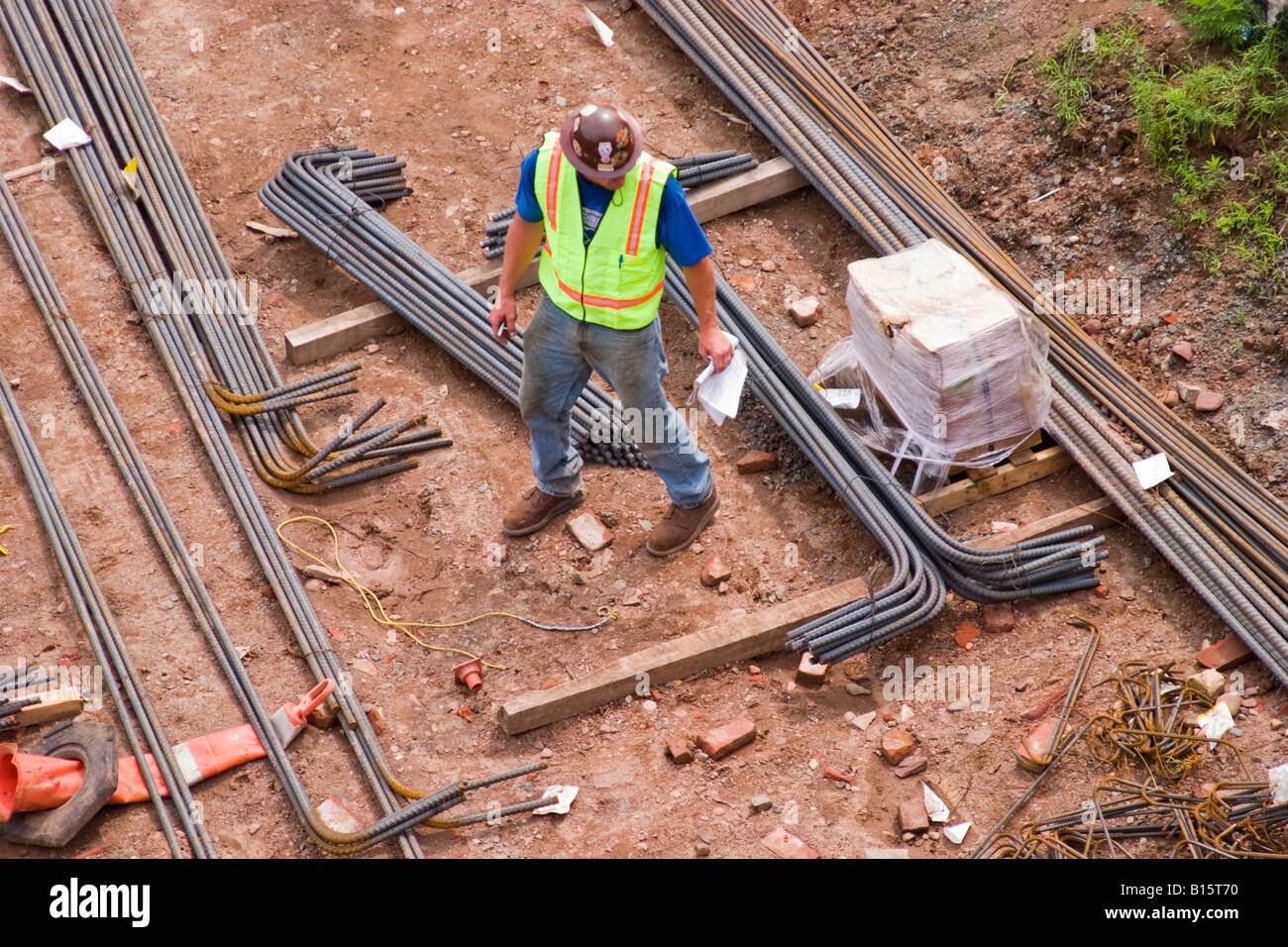 Workers at a construction site in Hartford Connecticut USA Stock Photo ...