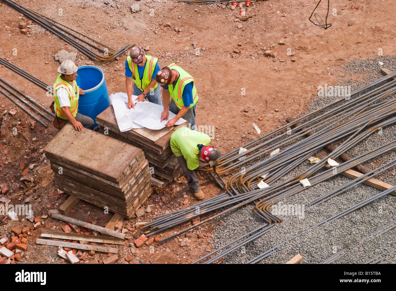 Workers at a construction site in Hartford Connecticut USA Stock Photo ...
