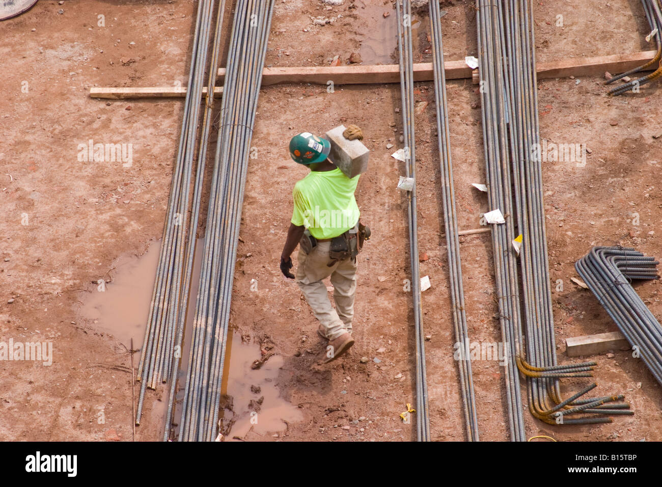 Worker at a construction site in Hartford Connecticut USA Stock Photo ...