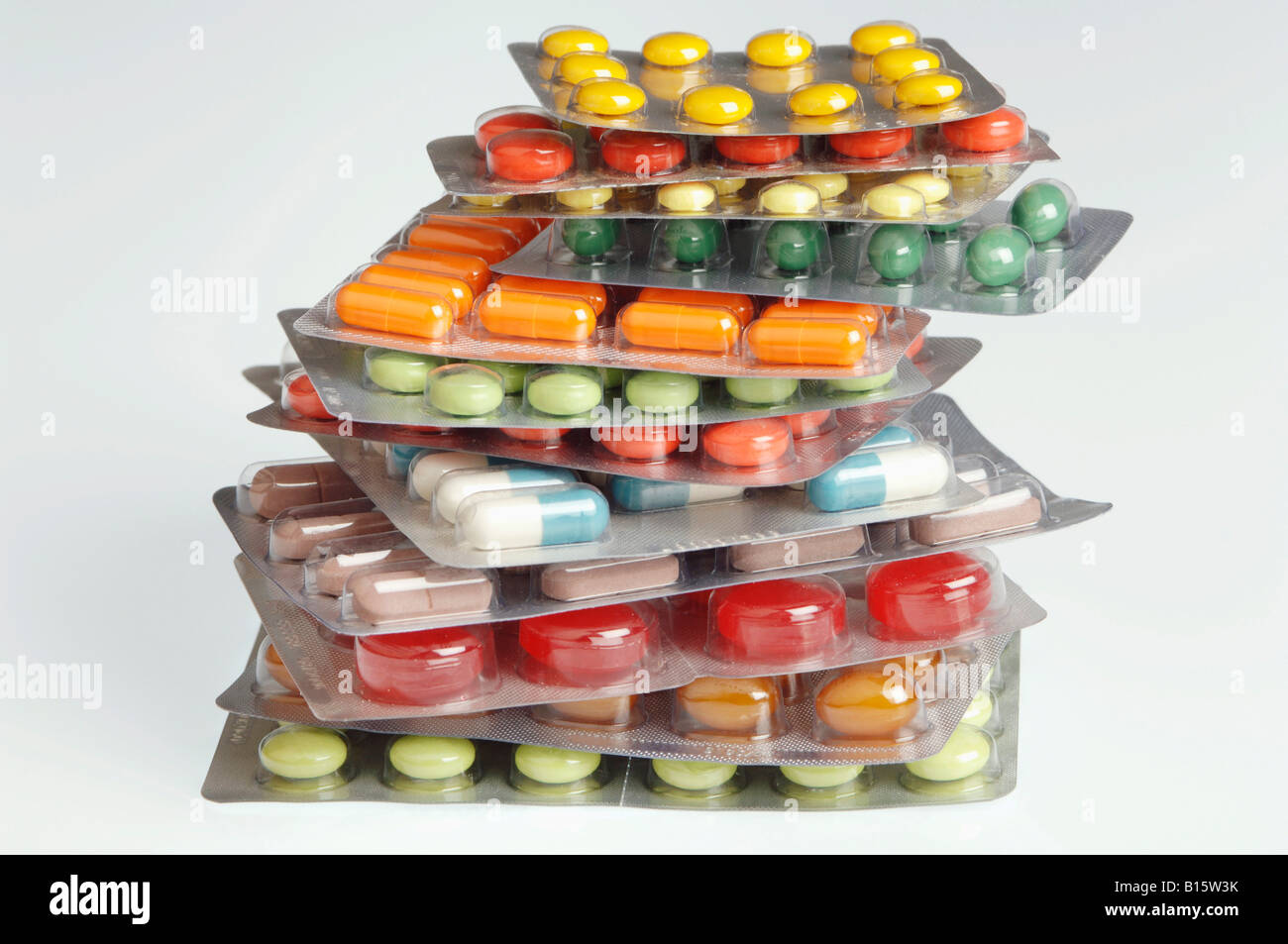 Several tablets and capsules in blister packs, close-up Stock Photo - Alamy